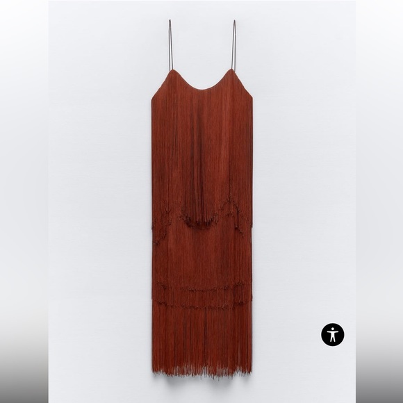 Zara | Dresses | Zara Strappy Dress With Fringe | Poshmark